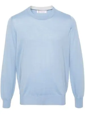Brunello Cucinelli Crew-neck Fine-knit Jumper - Blue