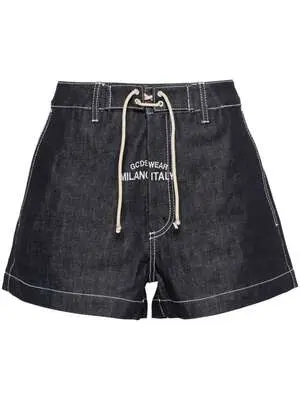 Gcds Embroidered Logo Denim Shorts