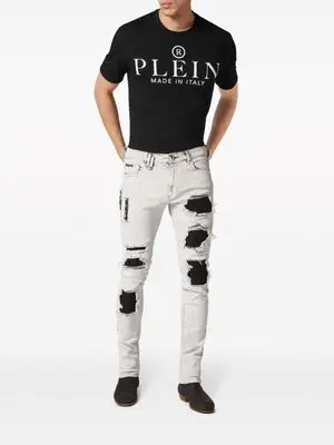 Philipp Plein Ripped Stonewashed Skinny Jeans