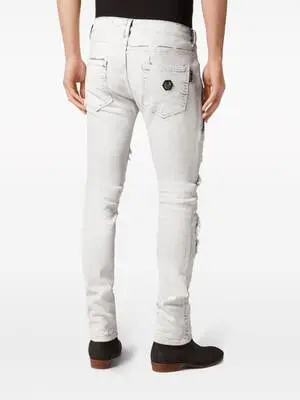 Philipp Plein Ripped Stonewashed Skinny Jeans