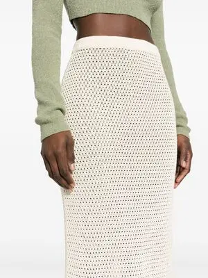 Nanushka Crochet Knit Midi Skirt