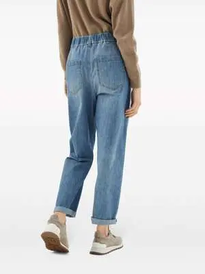 Brunello Cucinelli Elasticated Waistband Tapered Jeans - Blue