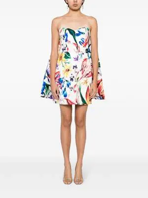 Marchesa Mikado Floral-print Mini Dress
