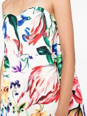 Marchesa Mikado Floral-print Mini Dress