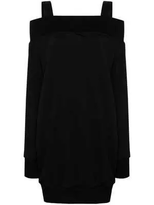 Yohji Yamamoto Square-neck Cady Midi Dress - Black