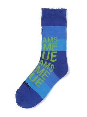 DOUBLET Slogan-print Striped Socks