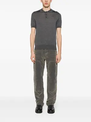 Dsquared2 Logo-embroidered Fine-knit Polo Shirt - Grey