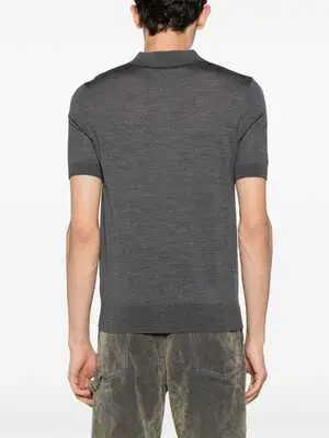 Dsquared2 Logo-embroidered Fine-knit Polo Shirt - Grey