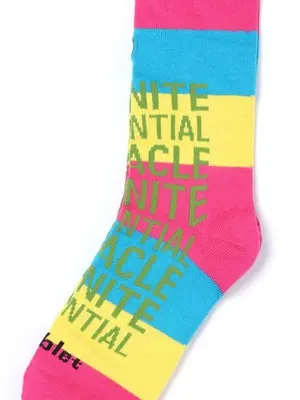 DOUBLET Slogan-print Striped Socks