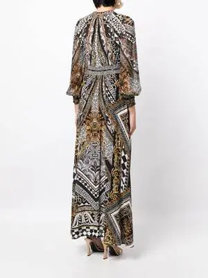 Camilla Graphic-print Silk V-neck Dress