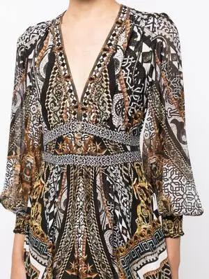 Camilla Graphic-print Silk V-neck Dress
