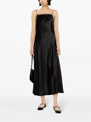 Vince Sheer-paneled Silk Slip Dress - Black