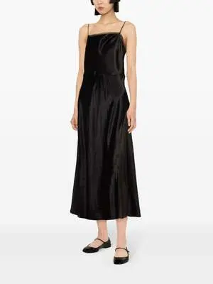 Vince Sheer-paneled Silk Slip Dress - Black