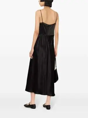Vince Sheer-paneled Silk Slip Dress - Black