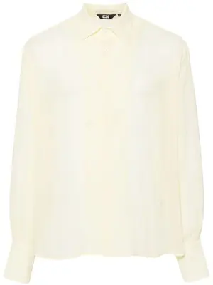 Gcds Logo-embroidered Georgette Shirt - Yellow
