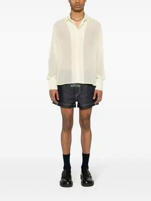 Gcds Logo-embroidered Georgette Shirt - Yellow