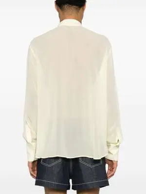 Gcds Logo-embroidered Georgette Shirt - Yellow