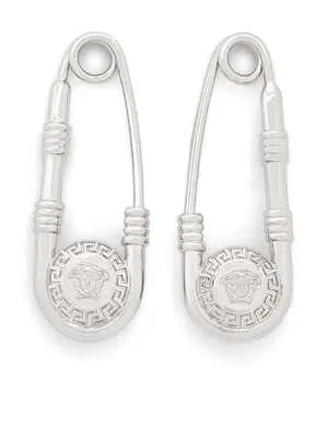 Versace Safety Pin Drop Earrings - Silver