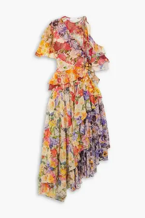chinese dress ladies Zimmermann Floral Tiered Midi Dress