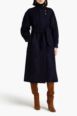 Zimmermann Wool-twill Coat With Detachable Tie - Navy