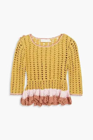Zimmermann Ruffled Crochet Cotton Sweater