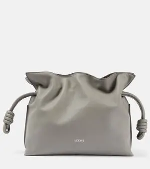 Loewe Loewe Flamenco Leather Clutch Grey