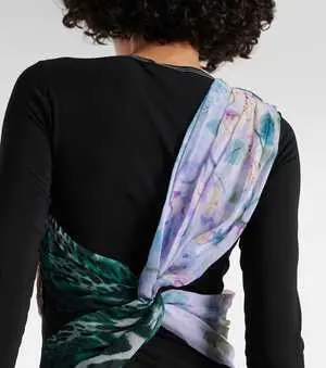 MARINE SERRE Silk Scarves Draped Jersey Top