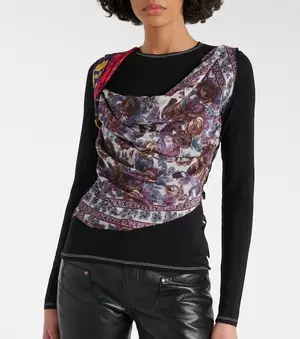 MARINE SERRE Silk Scarves Draped Jersey Top
