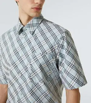 Burberry Check Cotton Shirt - Blue