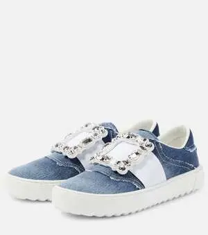ROGER VIVIER Very Vivier Fringed Denim Sneakers