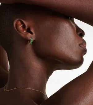 Ileana Makri 18kt Gold Hoop Earrings With Emeralds And Diamonds - Metallic
