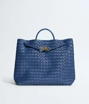 BOTTEGA  VENETA Bottega Veneta Andiamo Intrecciato Leather Tote - Blue Venezia