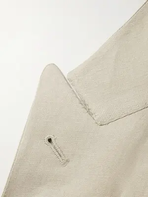 Canali Kei Slim-fit Double-breasted Linen And Silk-blend Suit Jacket - Neutrals