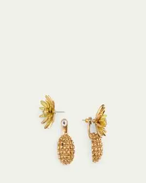 Oscar De La Renta Flower Post And Cactus Drop Earrings