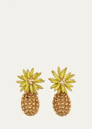 Oscar De La Renta Flower Post And Cactus Drop Earrings