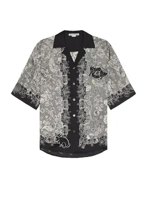 Acne Studios Short Sleeve Print Shirt In Black