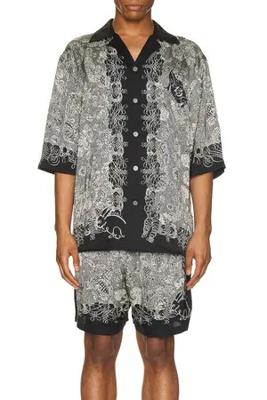 Acne Studios Short Sleeve Print Shirt In Black