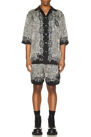 Acne Studios Short Sleeve Print Shirt In Black