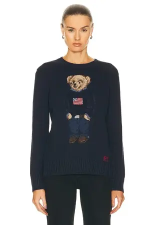 Polo Ralph Lauren Bear Pullover Sweater - Navy Multi