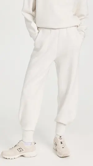 Varley Relaxed Fleece Track Pants - Ivory Marl