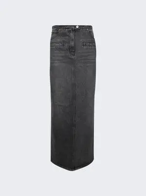 COURRÃ¨GES Heritage Long Skirt - Stonewashed Grey