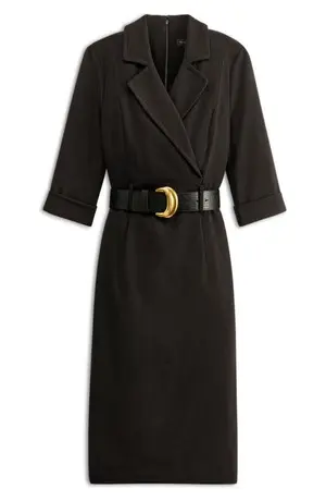 Donna Karan New York Belted Faux Wrap Sheath Dress