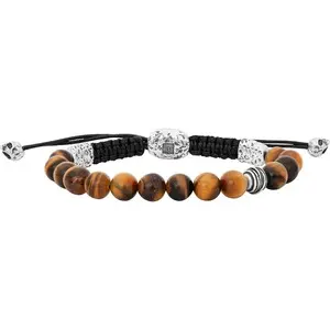 John Varvatos Tiger's Eye Beaded Slider Bracelet - Silver
