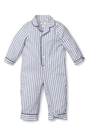 PETITE PLUME Stripe Cotton Blend Button-up Romper