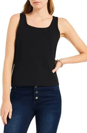 NIC+ZOE Stretch Cotton Shelf Bra Tank - Black Onyx