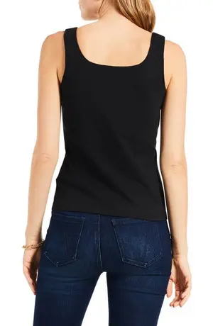 NIC+ZOE Stretch Cotton Shelf Bra Tank - Black Onyx