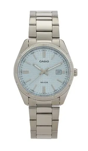 Casio Analog Watch - Silver & Light Blue