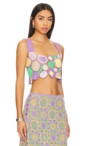 Agua Bendita Tanit Crochet Knit Crop Top