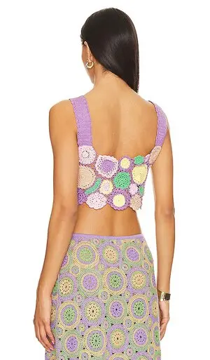 Agua Bendita Tanit Crochet Knit Crop Top