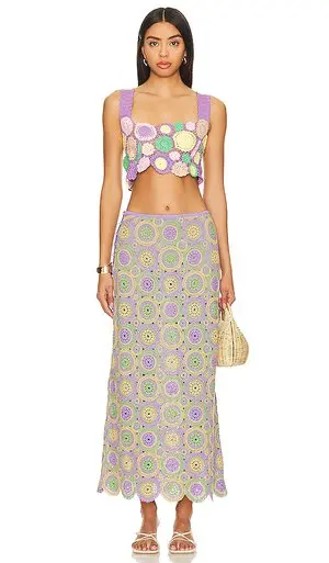 Agua Bendita Tanit Crochet Knit Crop Top